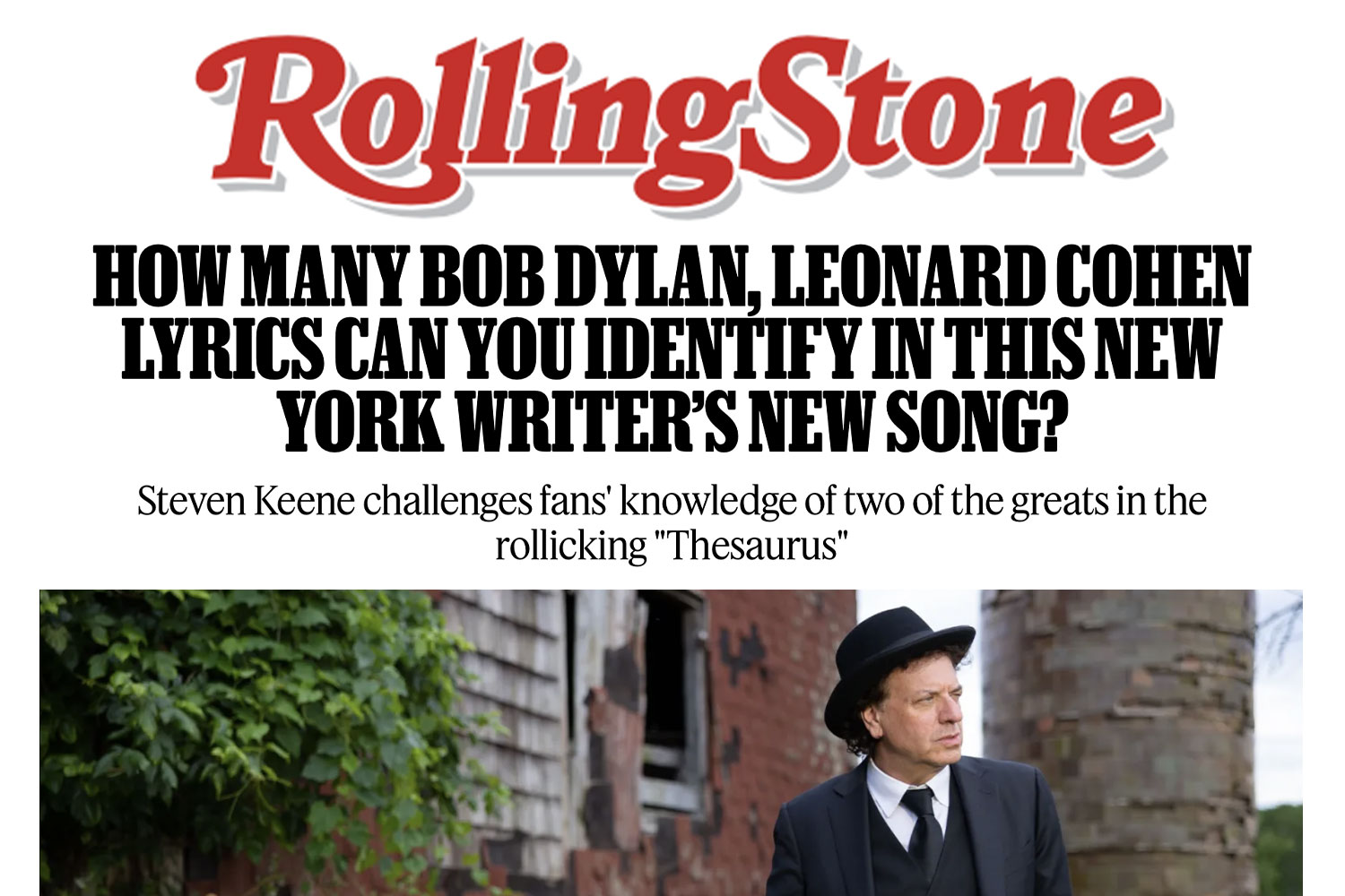 Press: Rolling Stone: How Many Bob Dylan, Leonard Cohen Lyrics Can You ...